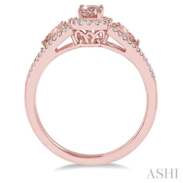 6x4 MM Oval Cut and 5x3 MM Pear Cut Morganite and 1/5 Ctw Round Diamon ...