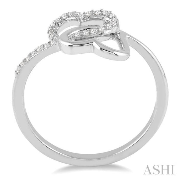 1/10 Ctw Round Cut Diamond Twins Heart Shape Ring in 10K White Gold ...
